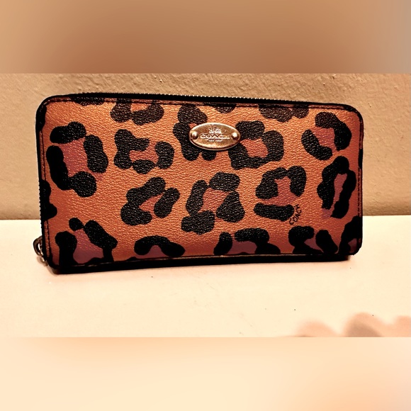 Coach | Bags | Coach Leather Leopard Print Checkbook Wallet | Poshmark